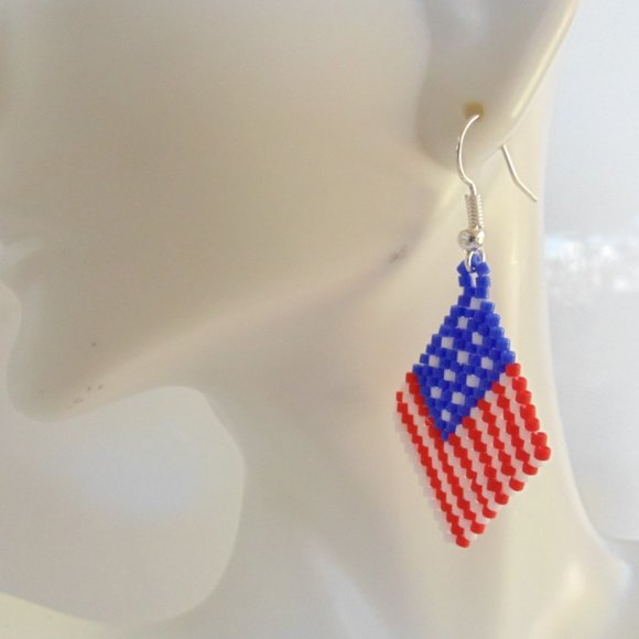 Hand Crafted/DesignsBySEA | Jewelry | Independence Day Flag Earrings ...